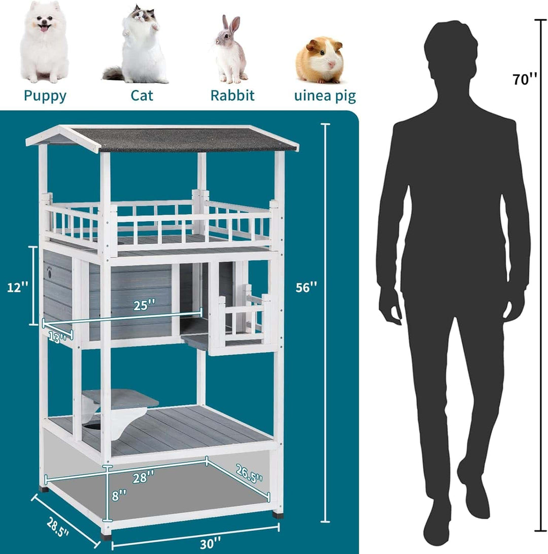 Petsfit Outdoor Cat House Cat Tree Cat Condo Cat Shelter Cat Furniture ...