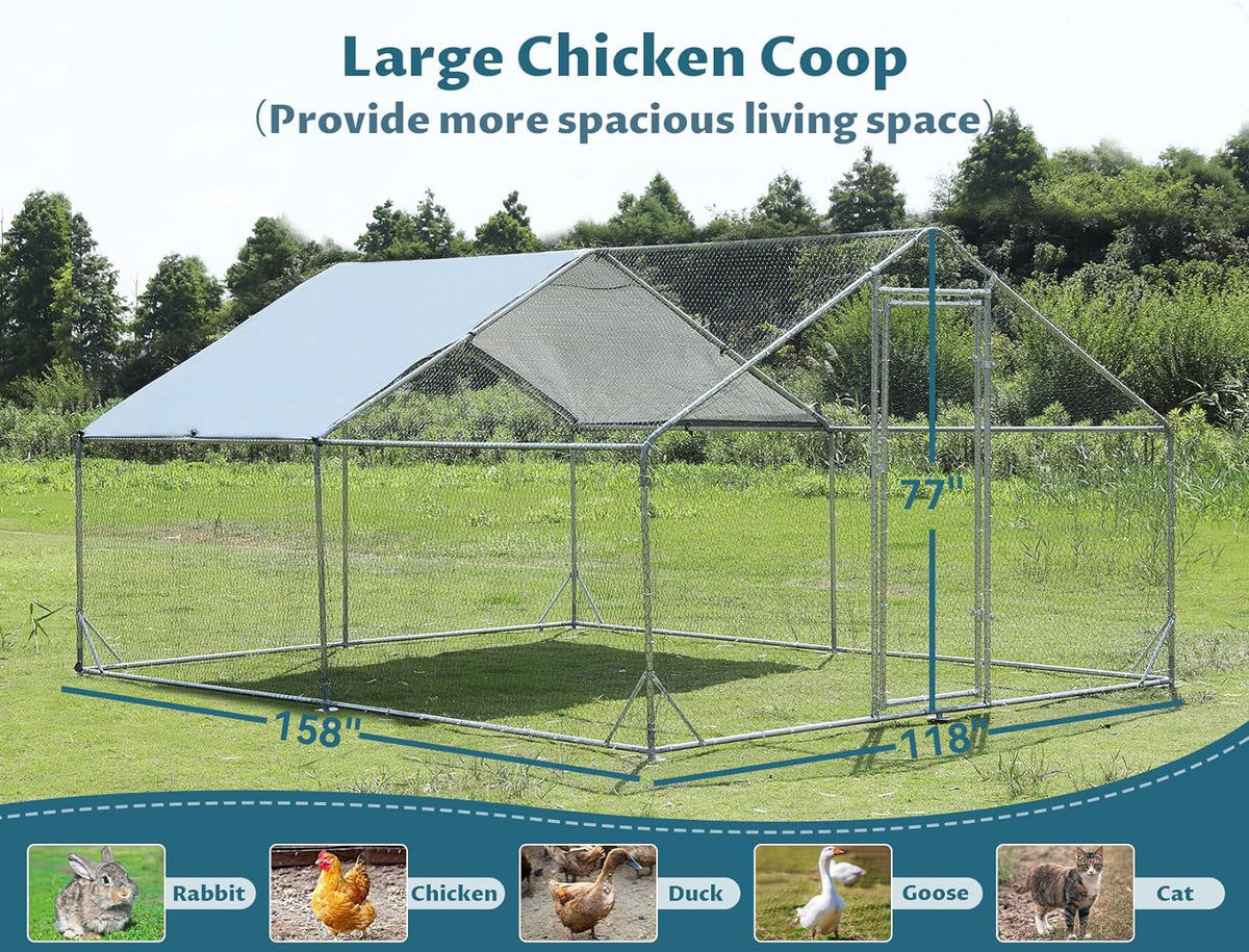 Metal Chicken Coop with Run&420D Waterproof Cove – PETSFIT