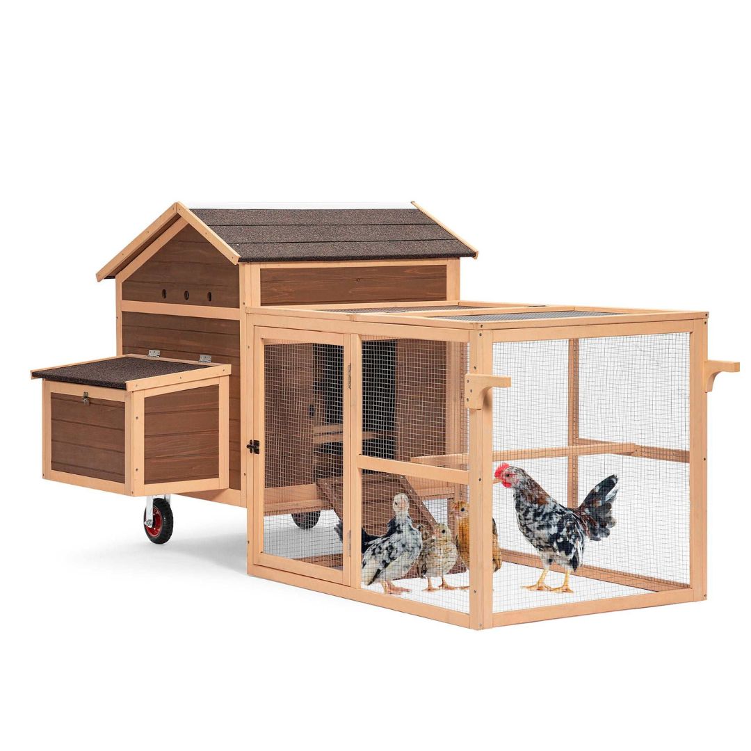 Chicken Coop With Run Outdoor Waterproof with Nesting Box Wheels-5 ...