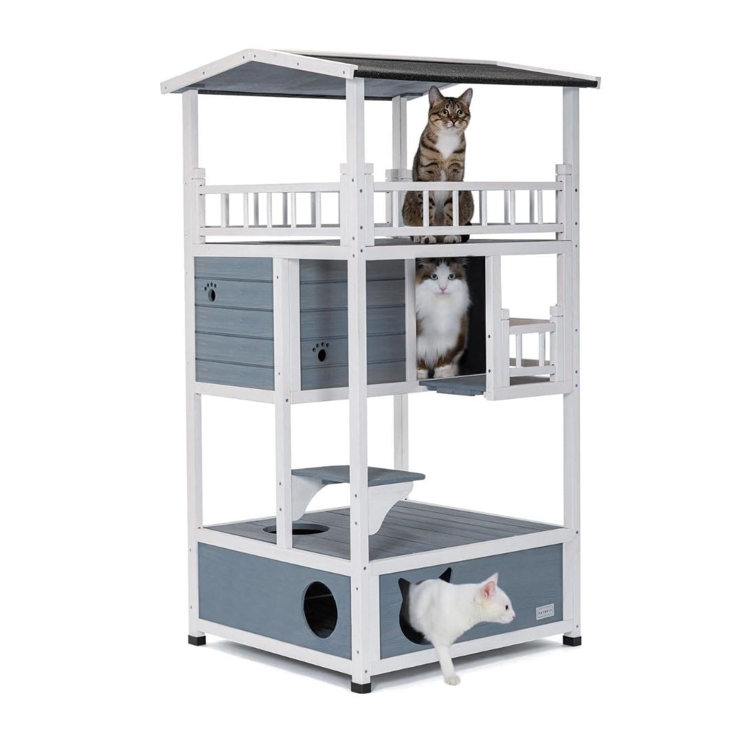 Petsfit Outdoor Cat House Cat Tree Cat Condo Cat Shelter Cat Furniture ...